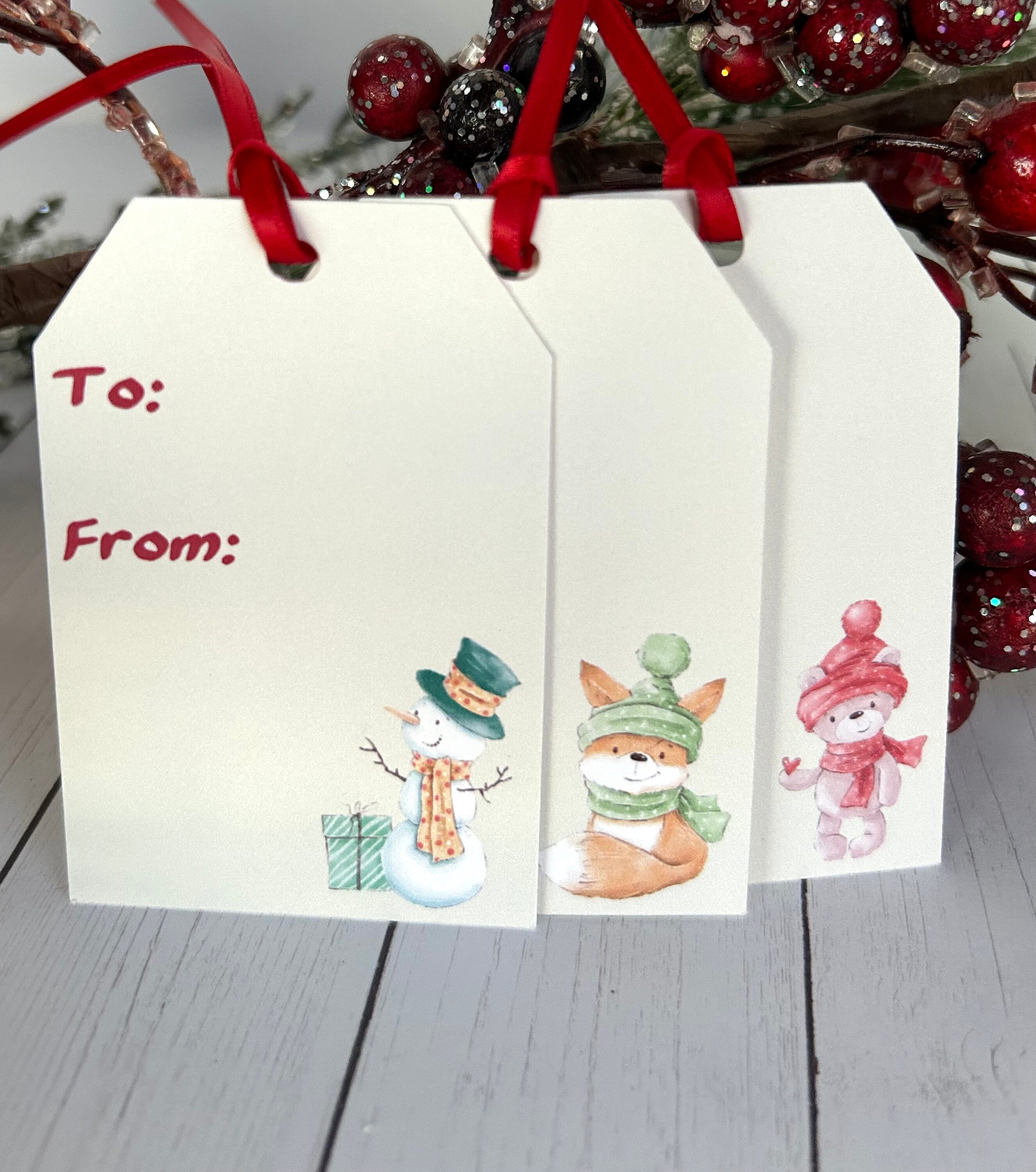 Winter Critters Gift Tags | Holiday Animal Designs, Set of 6 - Etsy