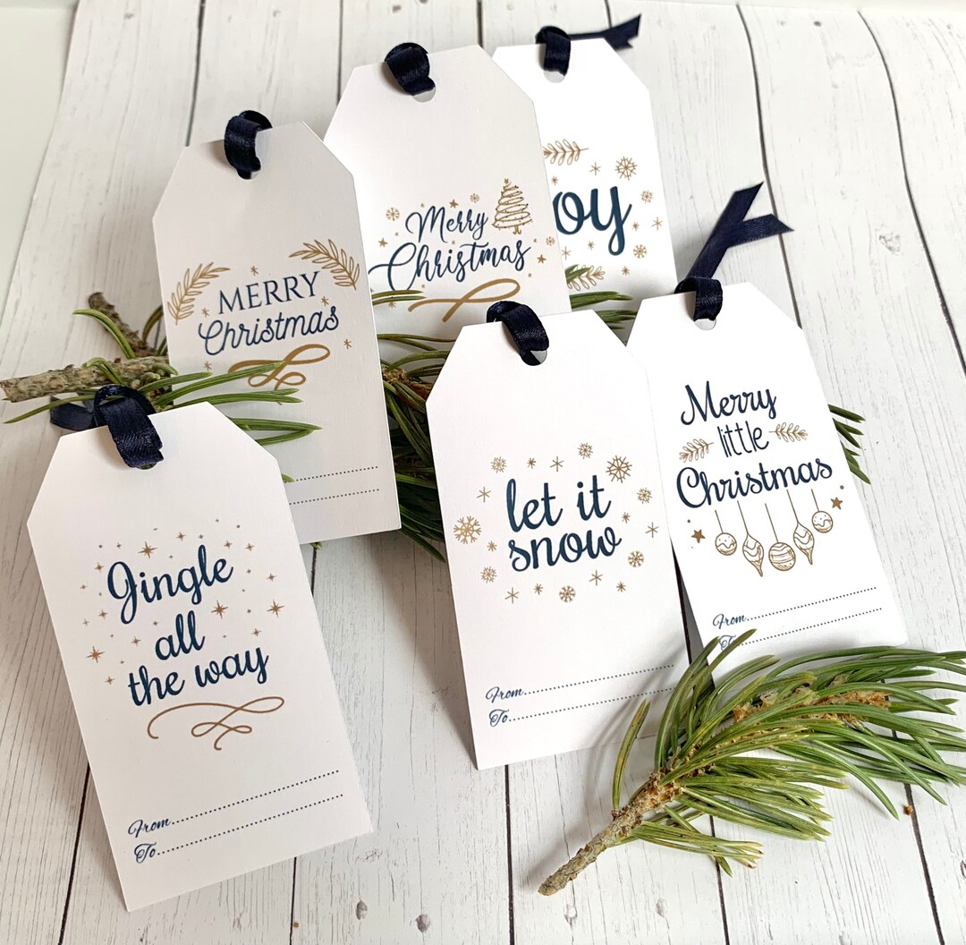 Blue and Gold Traditional Christmas Gift Tags | Set of 6 Designs ...