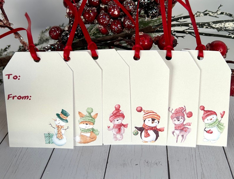 Winter Critters Gift Tags | Holiday Animal Designs, Set of 6 - Etsy