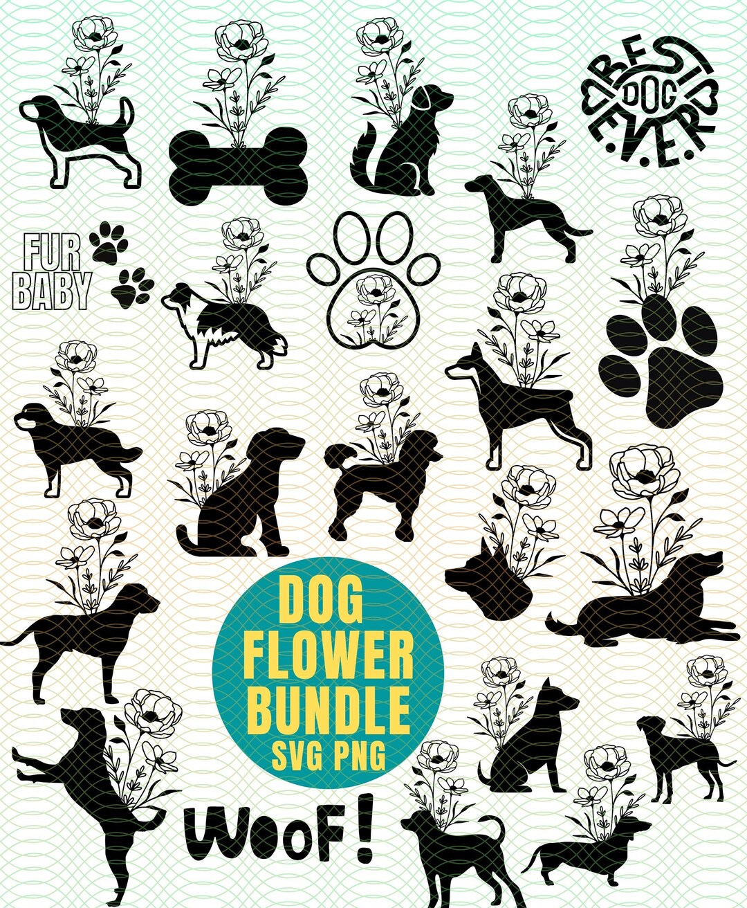 Cute Pet Dog Flower Bundle SVG PNG Download - Etsy