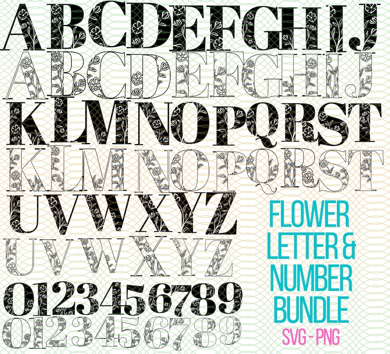 Flower Letter and Number Design Digital Download SVG PNG - Etsy
