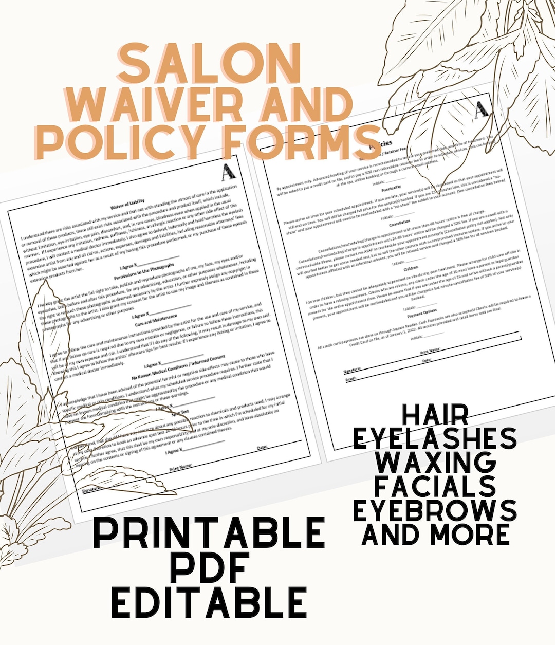 Beauty Professionals General Service Waiver and Policy Form Download ...