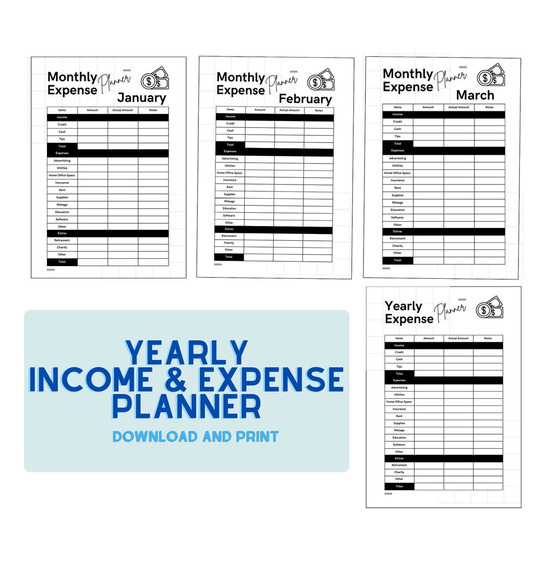 Income and Expense Budget Planner Calculator Small Business PDF ...