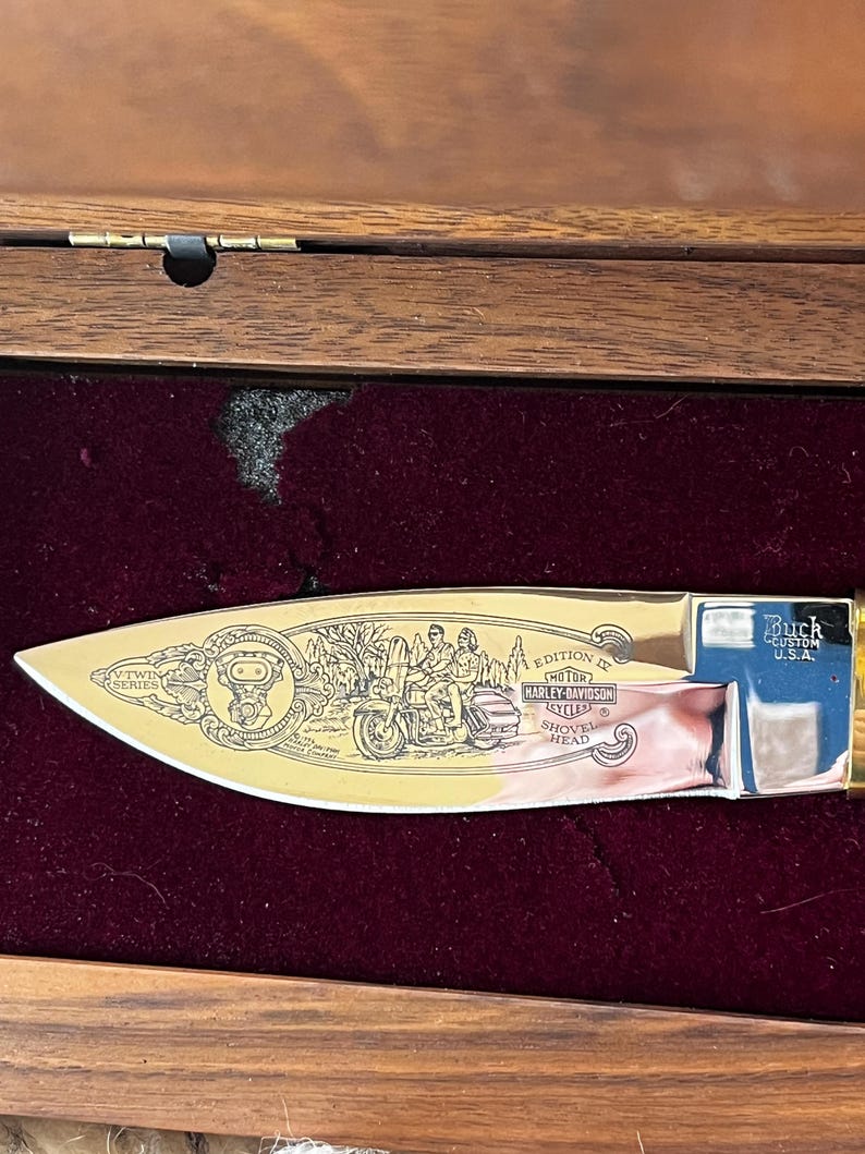RARE Vintage Harley Davidson Shovelhead Collectors Knife With Case and ...
