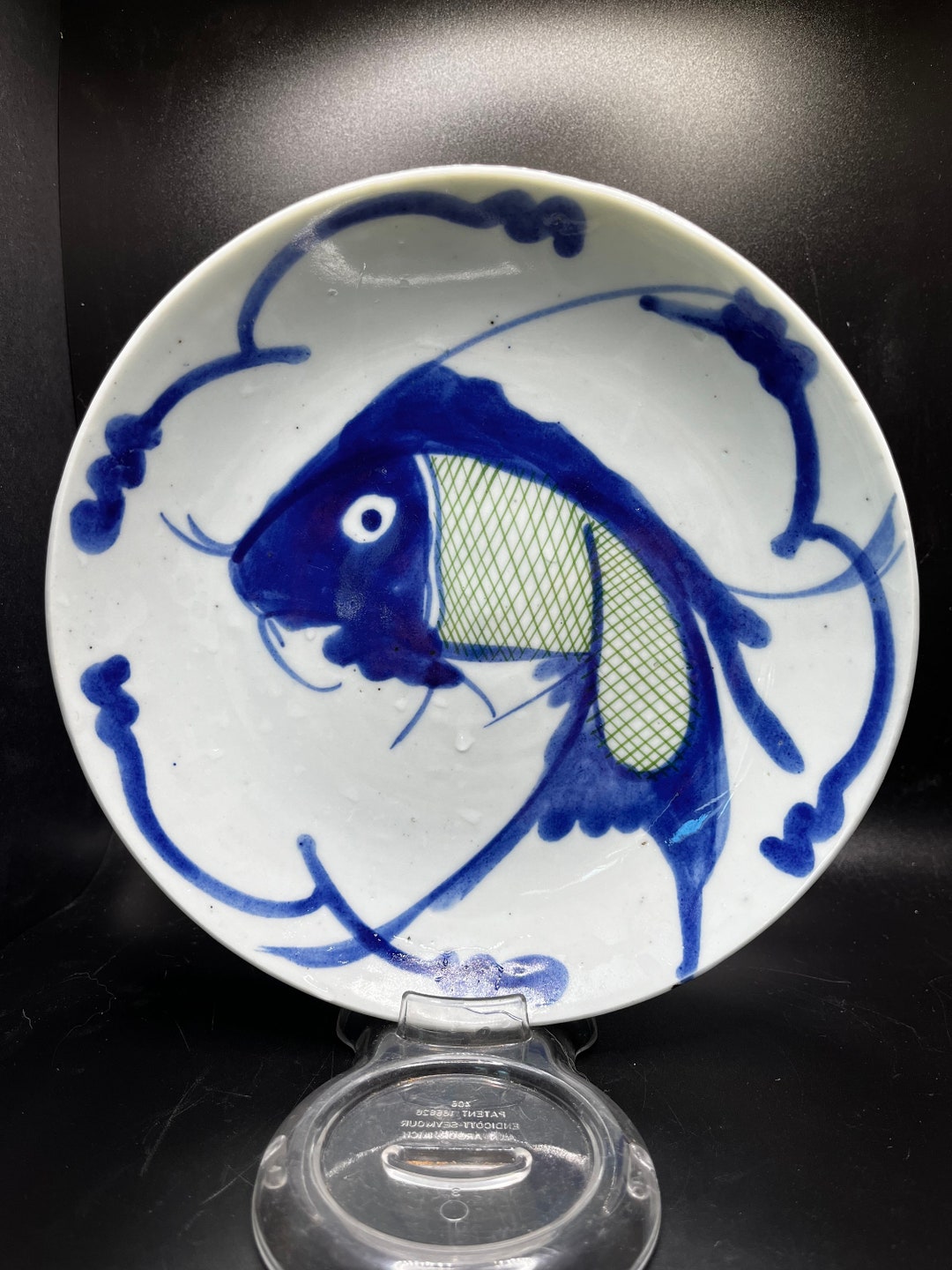 Antique Chinese Fish Plate Bowl, Set Available Blue Cobalt, Ching ...