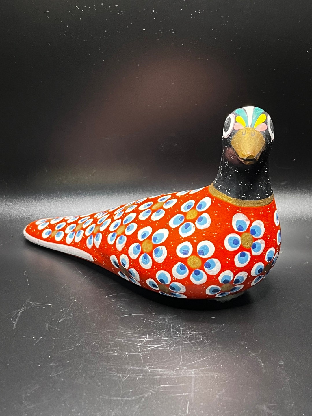 Vintage Folk Art Duck With Lovely Floral Pattern - Etsy