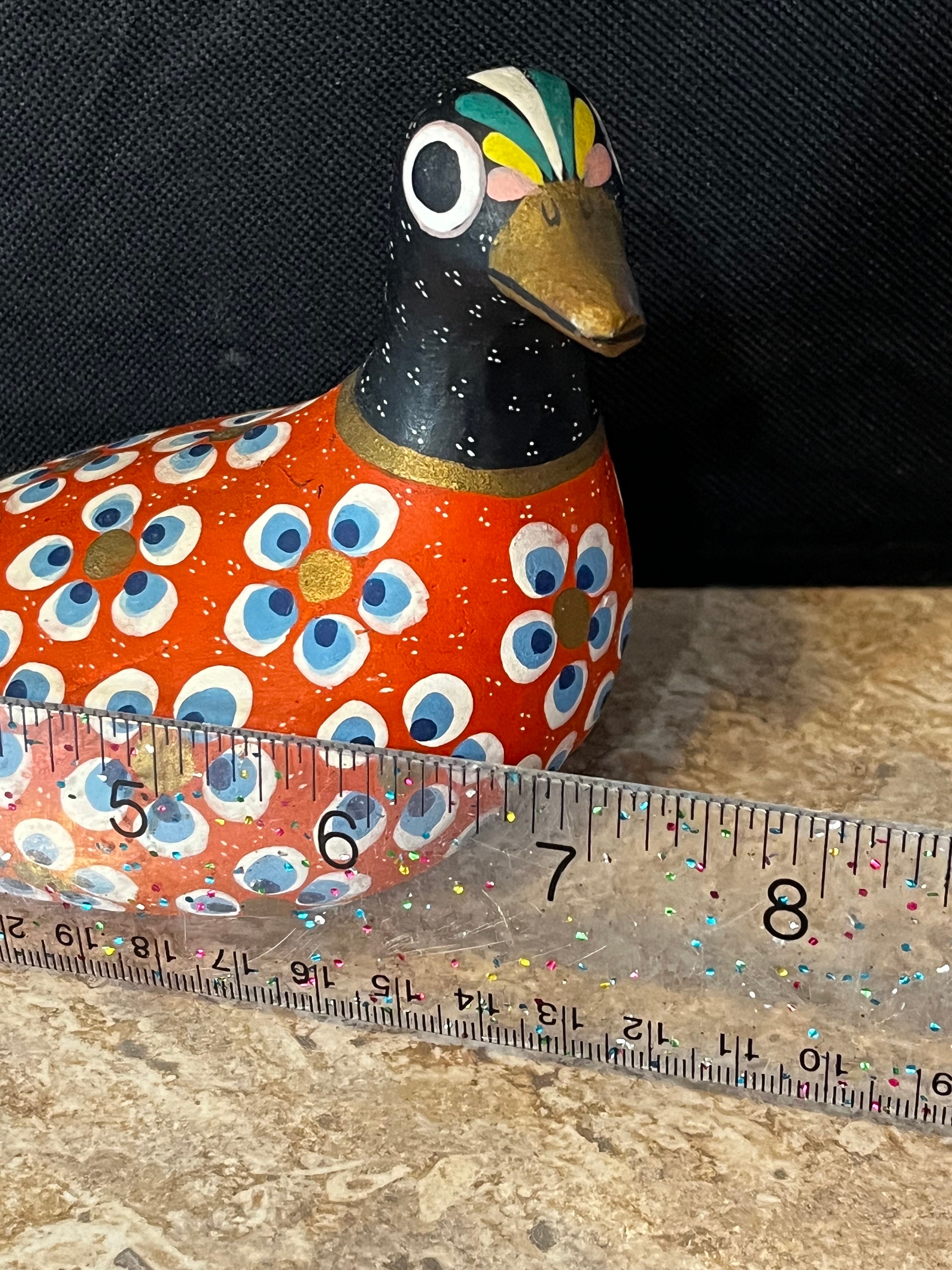 Vintage Folk Art Duck With Lovely Floral Pattern - Etsy