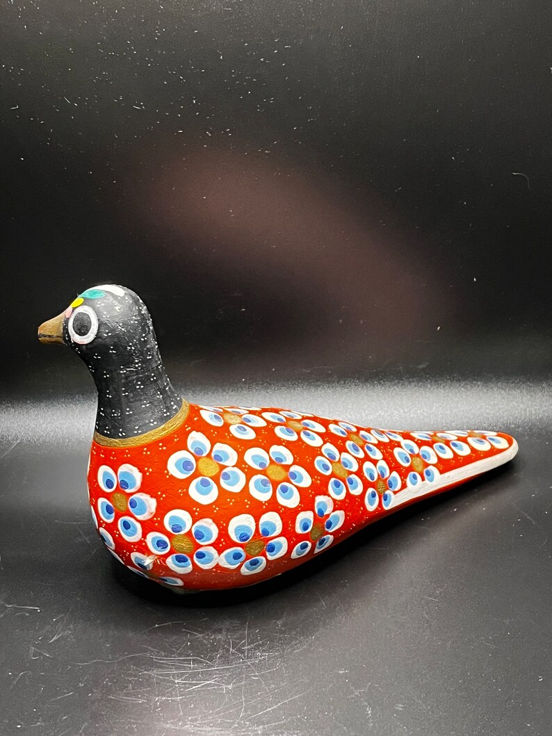 Vintage Folk Art Duck With Lovely Floral Pattern - Etsy