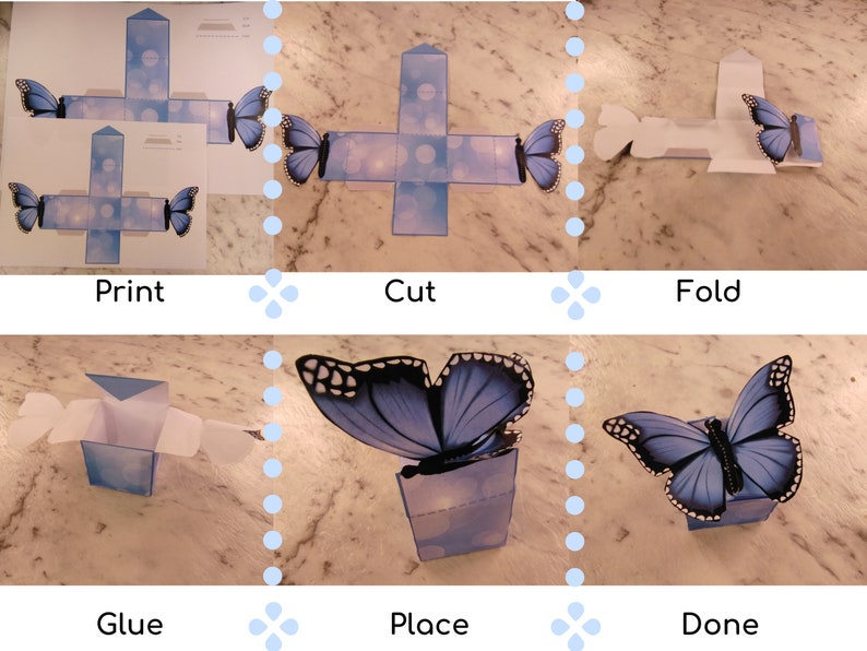 Butterfly Gift Box Printable Surprise Box Favour Box - Etsy