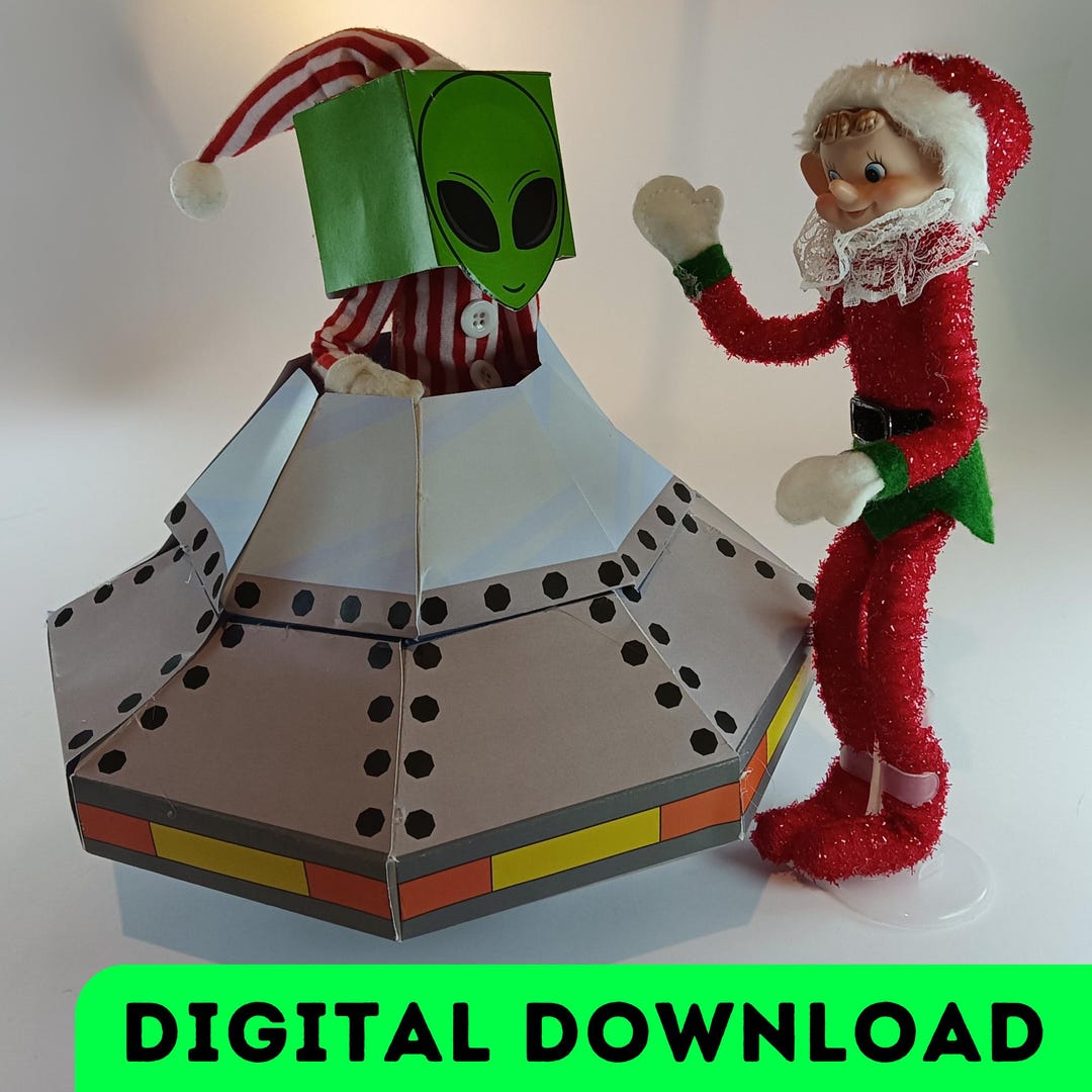 Christmas Elf UFO Alien Spaceship -prop- Digital Download Print and ...