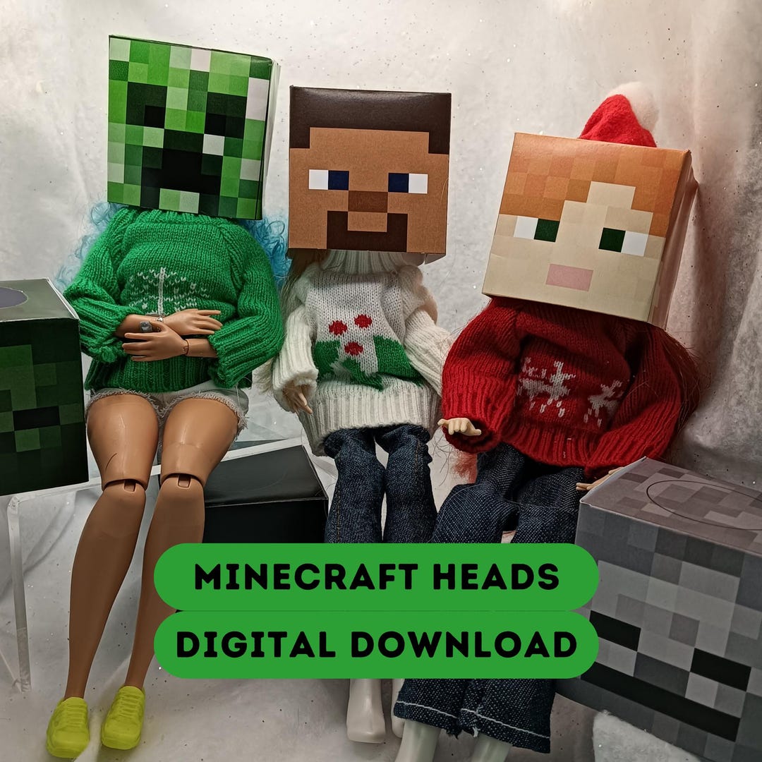 Minecraft-style Character Heads Printable: DIY Pixel Scene Props ...