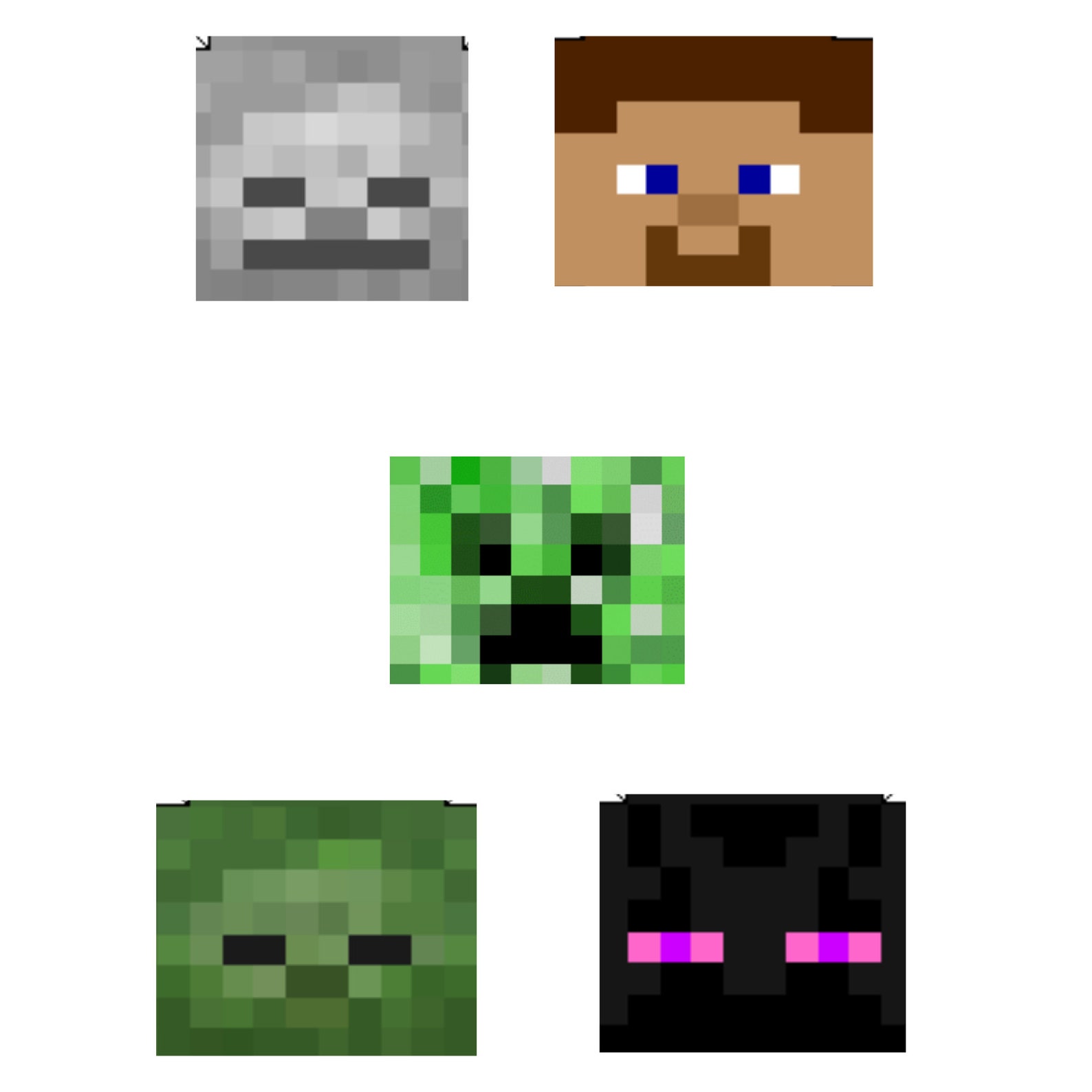 Classic Minecraft Characters Heads Easy Elf Idea Elf | Etsy