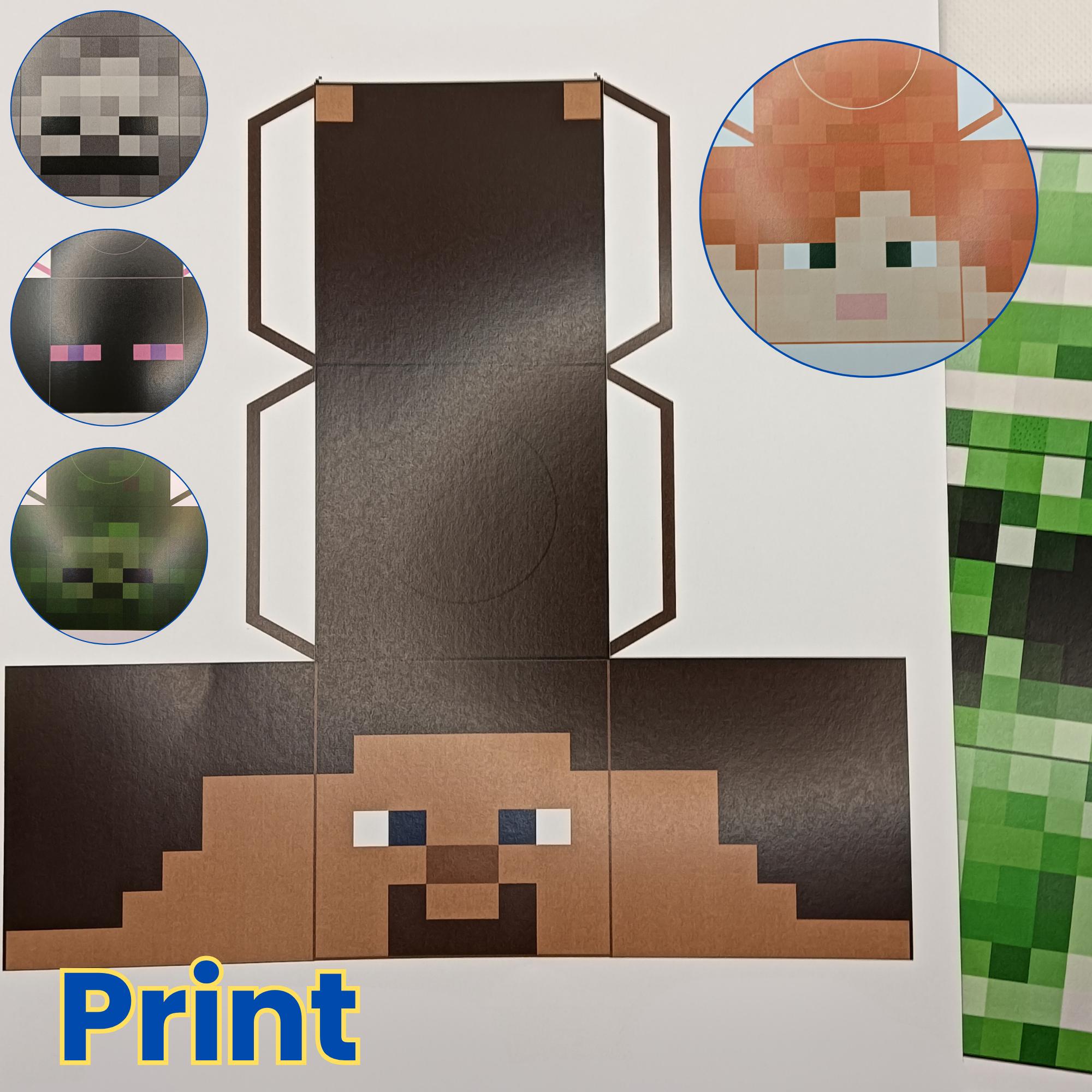 Minecraft-style Character Heads Printable: DIY Pixel Scene Props ...
