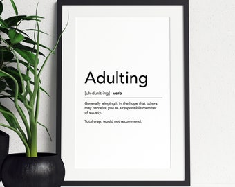 Adulting Definition Digital Print - Etsy