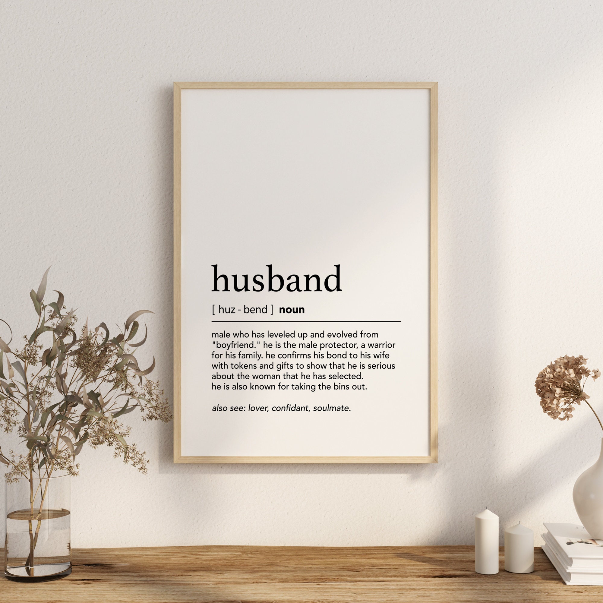 Husband Definition Print, Birthday Gift for Husband, Valentine's Day ...
