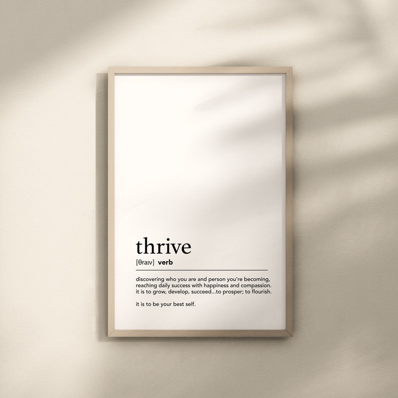 Thrive Definition Poster, Mental Health Print, Therapist Office Decor ...