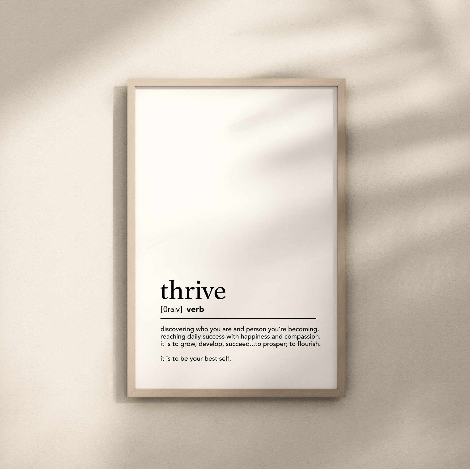 Thrive Definition Poster, Mental Health Print, Therapist Office Decor ...