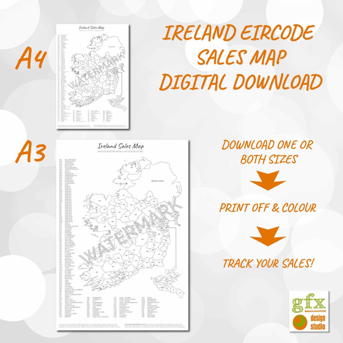 Ireland Eircode Sales Map, Irish Postcode Map, Business Sales Map ...
