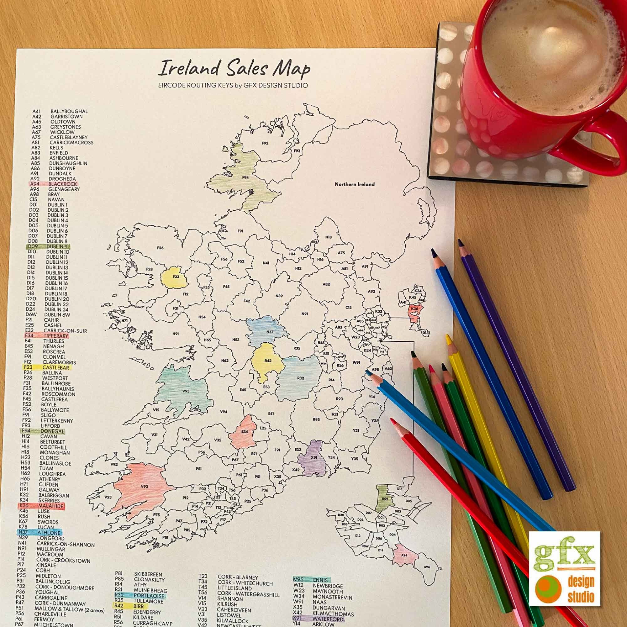 Ireland Eircode Sales Map, Irish Postcode Map, Business Sales Map ...