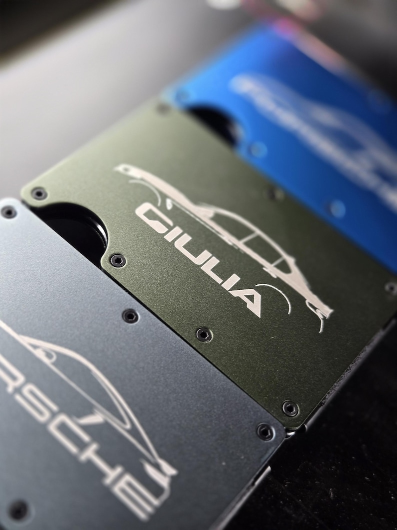 Laser Engraved Metal Wallet – Slim RFID Aluminum Card Holder With Car ...