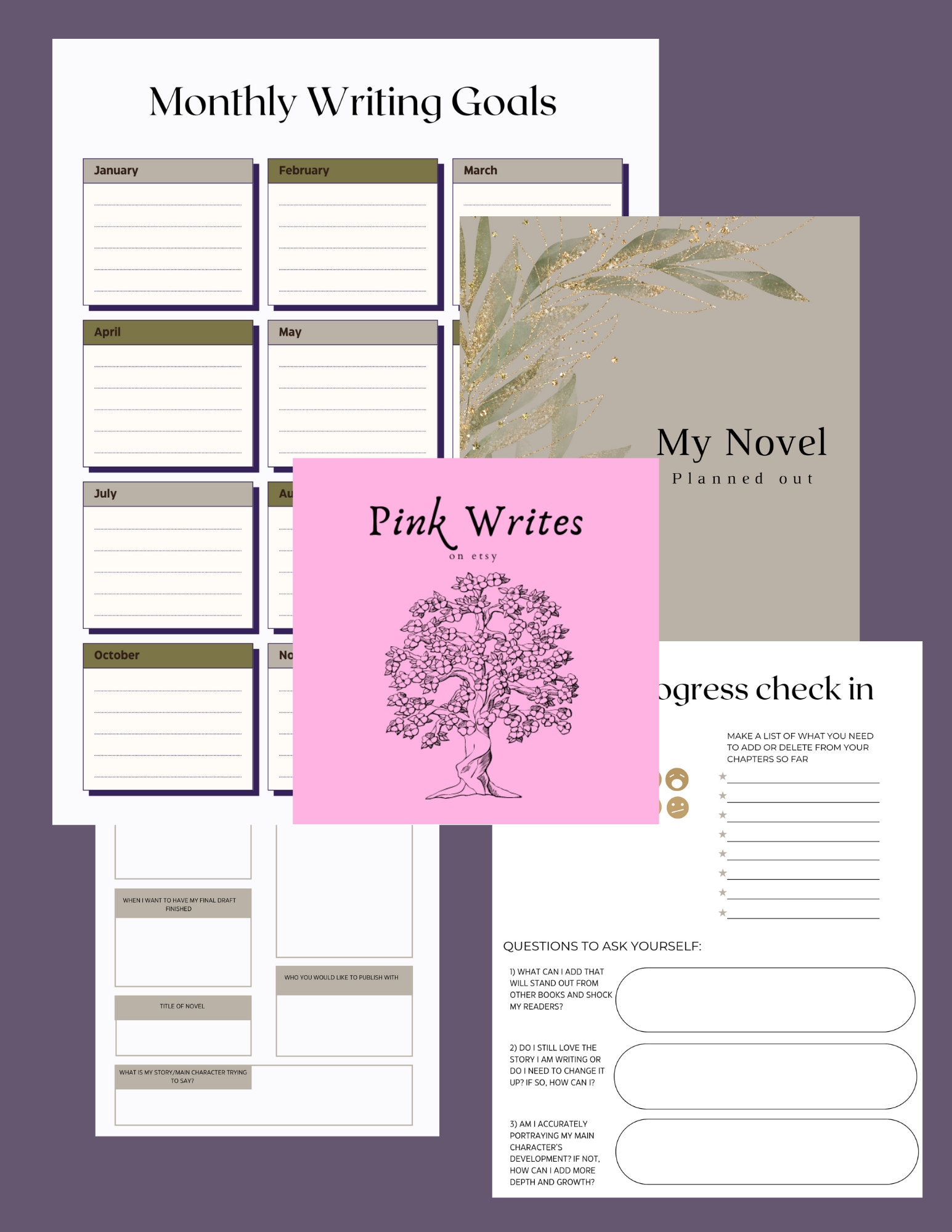 Story Planning Template Novel, Planning Journal for Writers and Authors ...
