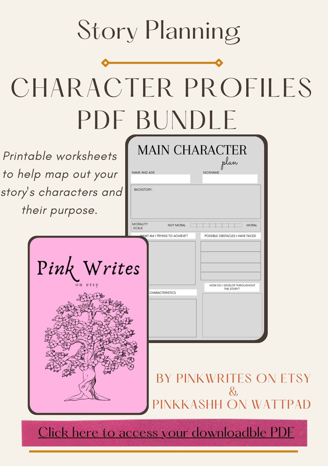 Story Character Planning Pages; Downloadable and Printable Pages - Etsy