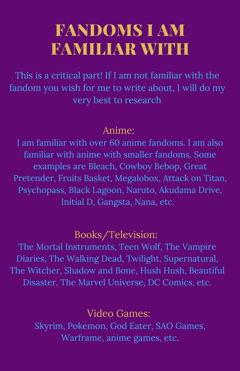 Custom Fiction Commission - Etsy