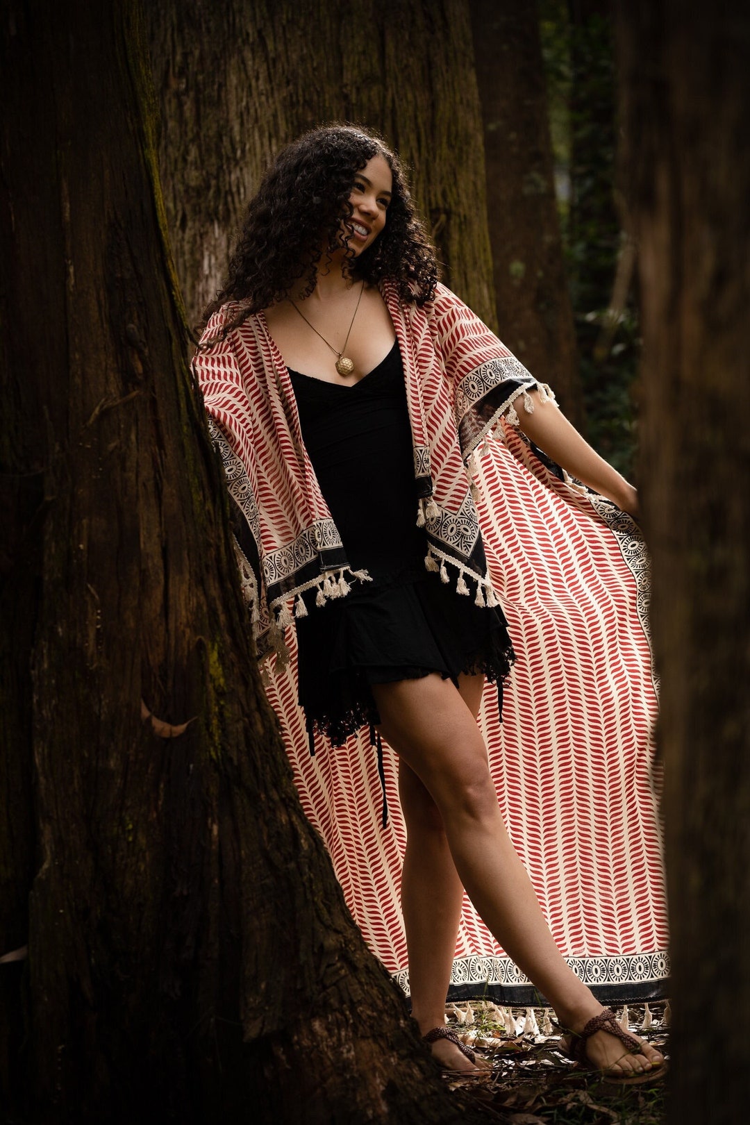 SPRING KIMONO Red Tribal Organic Festival Ceremony Earthy Tribal ...