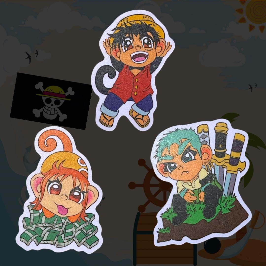 One Piece Frosted Stickers | Luffy | Nami | Zoro | Waterproof Stickers ...