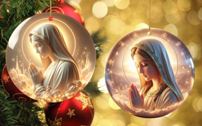 3D Ornament Blessed Virgin Mother Mary - Xmas Christmas Snow Globe ...