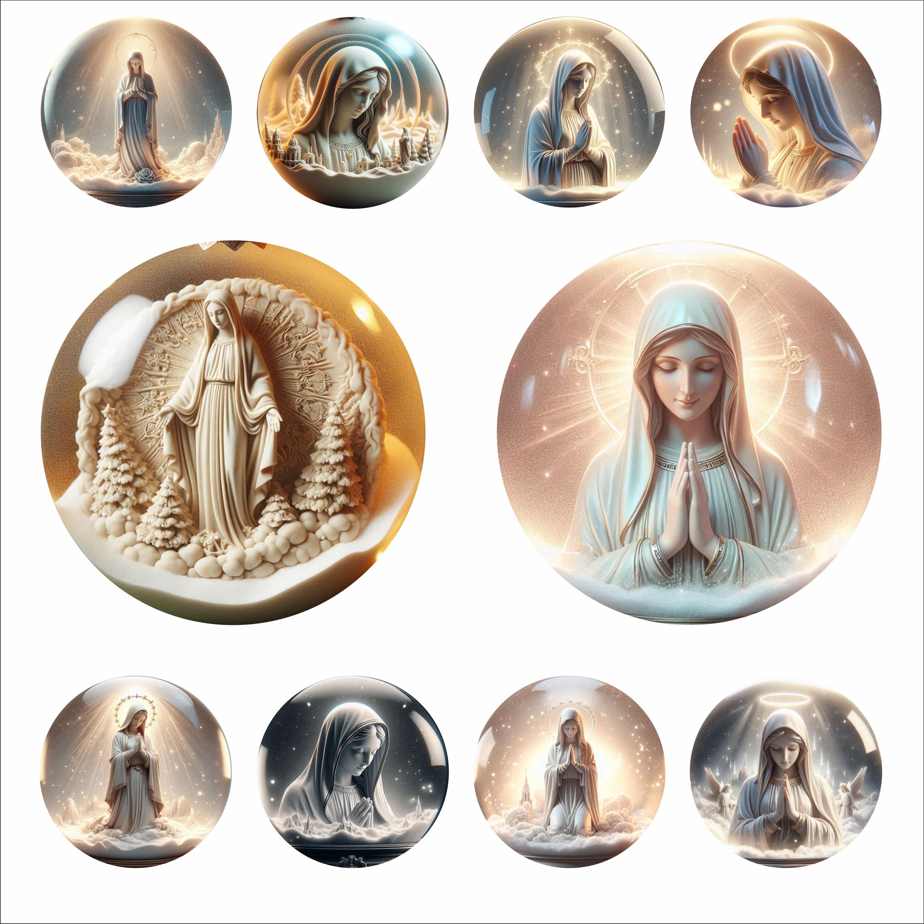 3D Ornament Blessed Virgin Mother Mary - Xmas Christmas Snow Globe ...