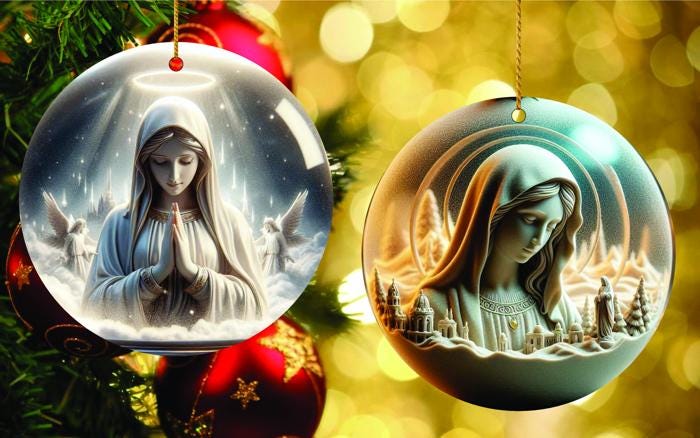 3D Ornament Blessed Virgin Mother Mary - Xmas Christmas Snow Globe ...