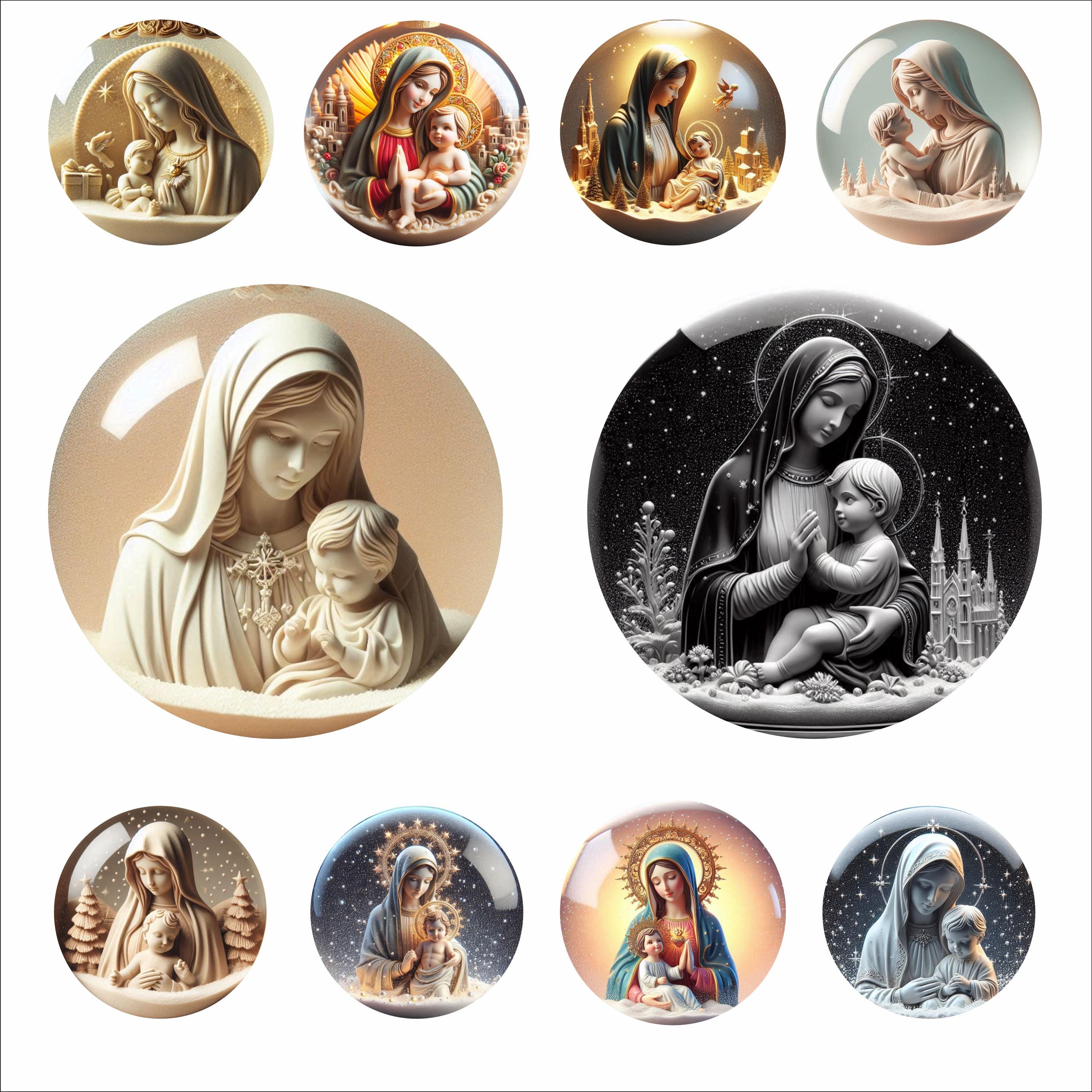 3D Ornament Blessed Virgin Mother Mary - Xmas Christmas Snow Globe ...