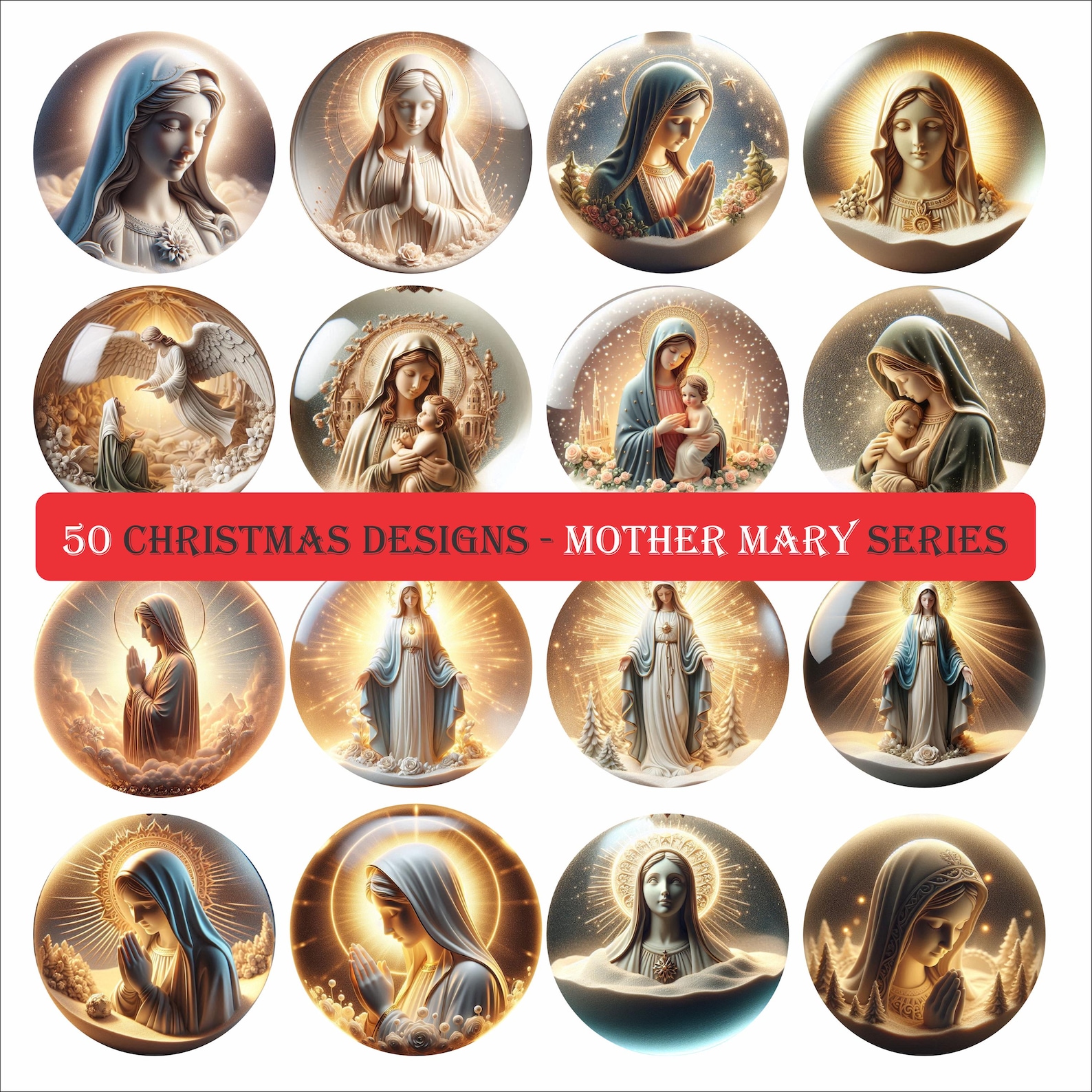 3D Ornament Blessed Virgin Mother Mary - Xmas Christmas Snow Globe ...