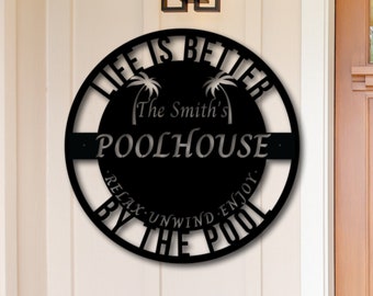 Personalized Metal Poolside Sign | Metal Swimming Pool Sign | Metal ...