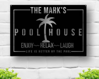 Personalized Metal Poolside Sign | Metal Swimming Pool Sign | Metal ...