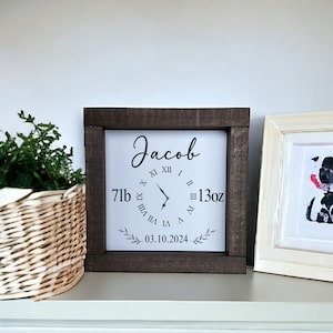 Children's Birth Clock Sign, Birth Stat Sign, Birth Date Sign, New Mom ...