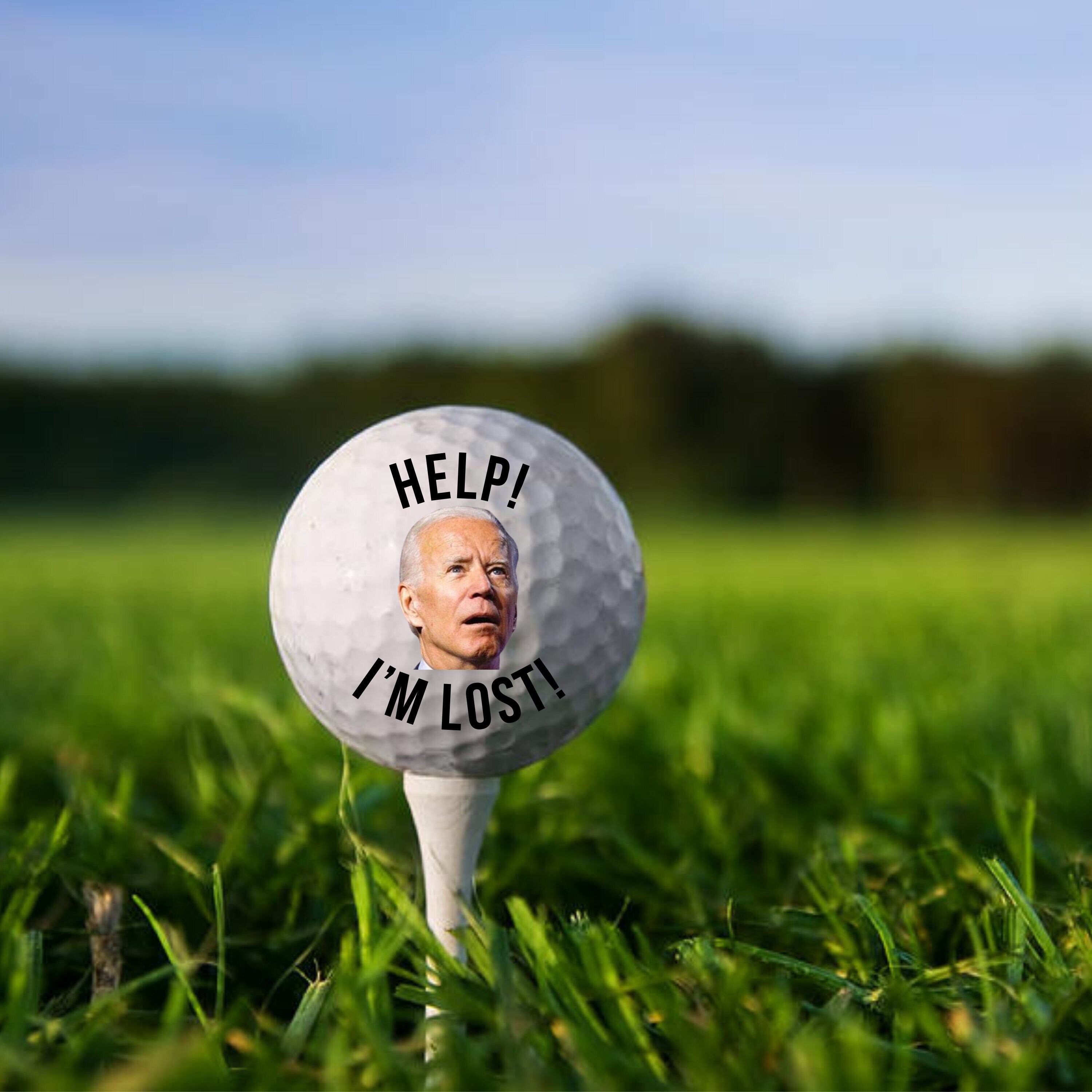 Help I'm Lost Joe Biden Golf Ball, Confused Sleepy Joe Funny Joe Biden ...