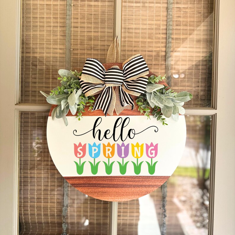 Spring Front Door Decor, Hello Spring Wreath, Spring Wreath, Spring ...