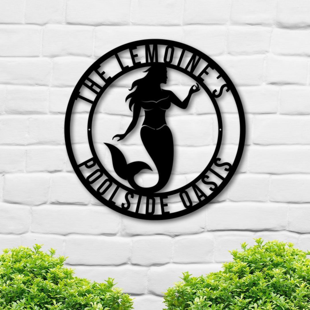 Custom Metal Mermaid Sign, Metal Poolhouse Sign, Mermaid Sign, Pool ...
