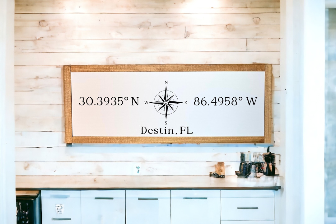 Latitude Longitude Sign, Coordinates Sign, Compass Sign, Personalized ...