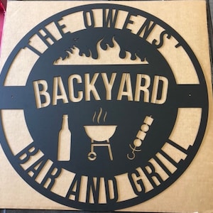 Personalized Metal BBQ Sign; Metal Barbecue Sign; Metal Bar and Grill ...