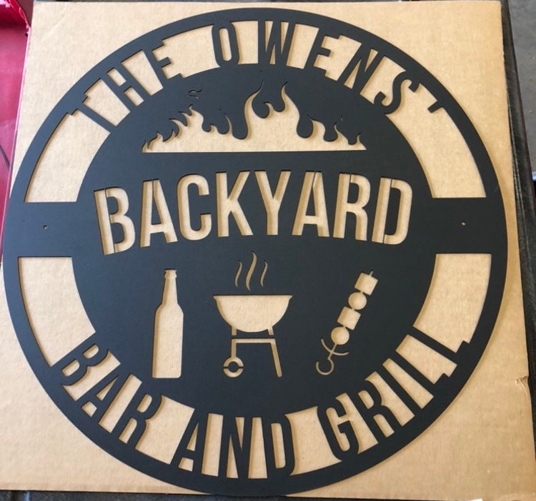 Personalized Metal BBQ Sign; Metal Barbecue Sign; Metal Bar and Grill ...