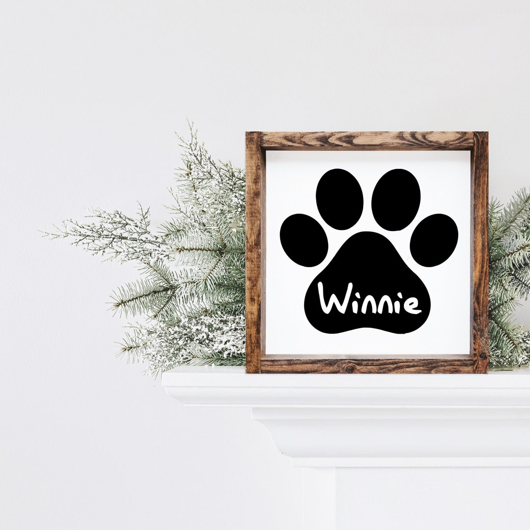 Personalized Paw Print Wood Sign, Dog Name Sign, Custom Dog Sign, Dog ...