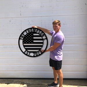 Metal American Flag Sign, American Flag Sign, Custom American Flag ...