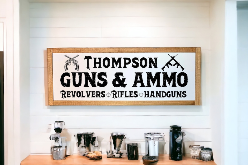 Custom Guns and Ammo Sign, Armory Sign, Man Cave Sign, Armory Decor ...