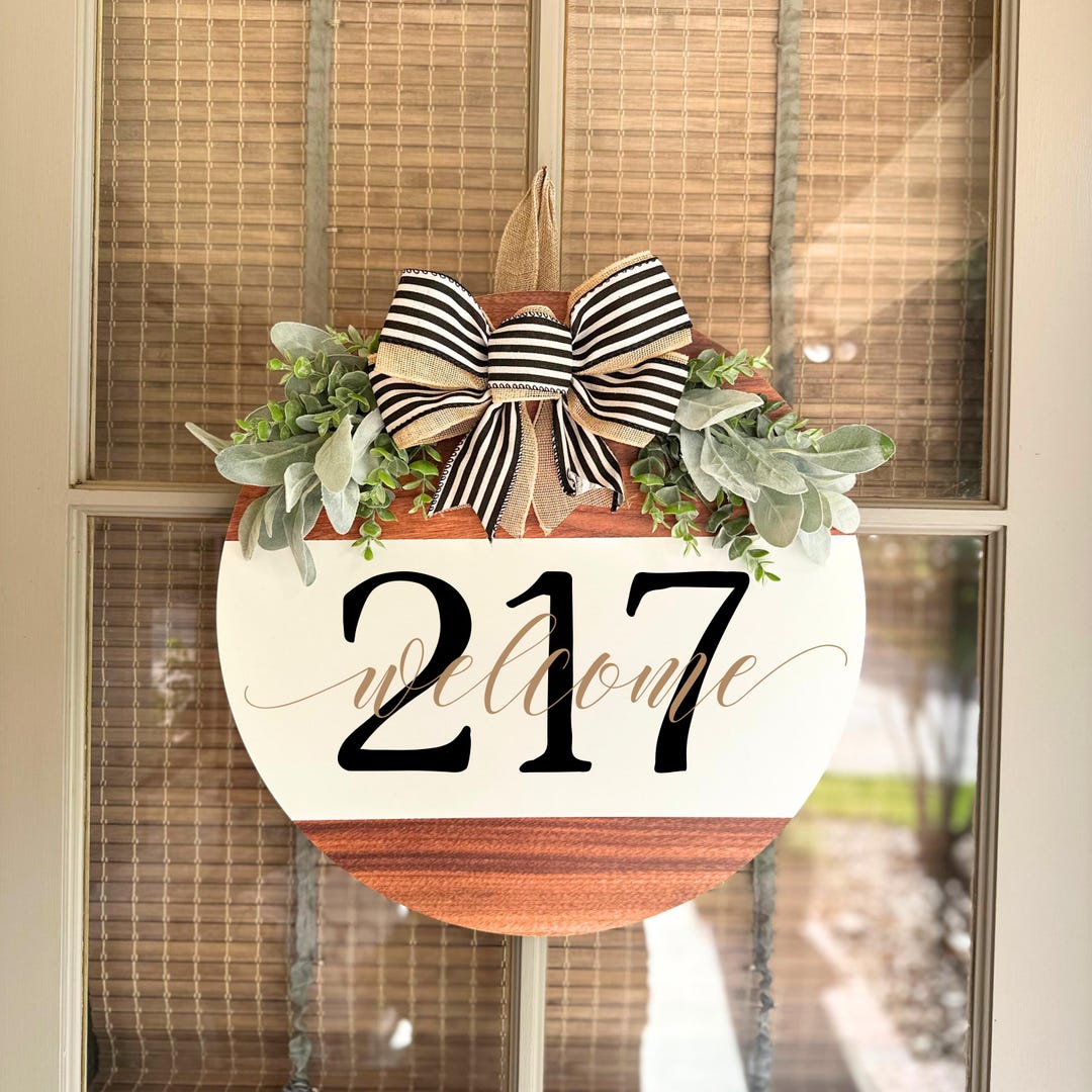 Front Door Decor, Front Door Hanger, Address Door Hanger, Personalized ...