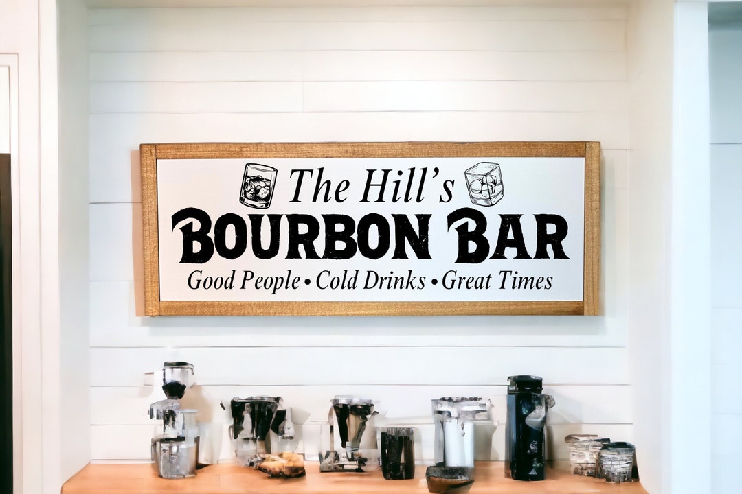 Personalized Bourbon Bar Sign, Wooden Bourbon Sign, Home Bar Decor ...