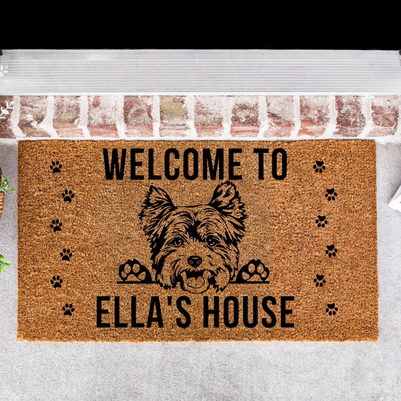 Yorkie Welcome Rug - Etsy