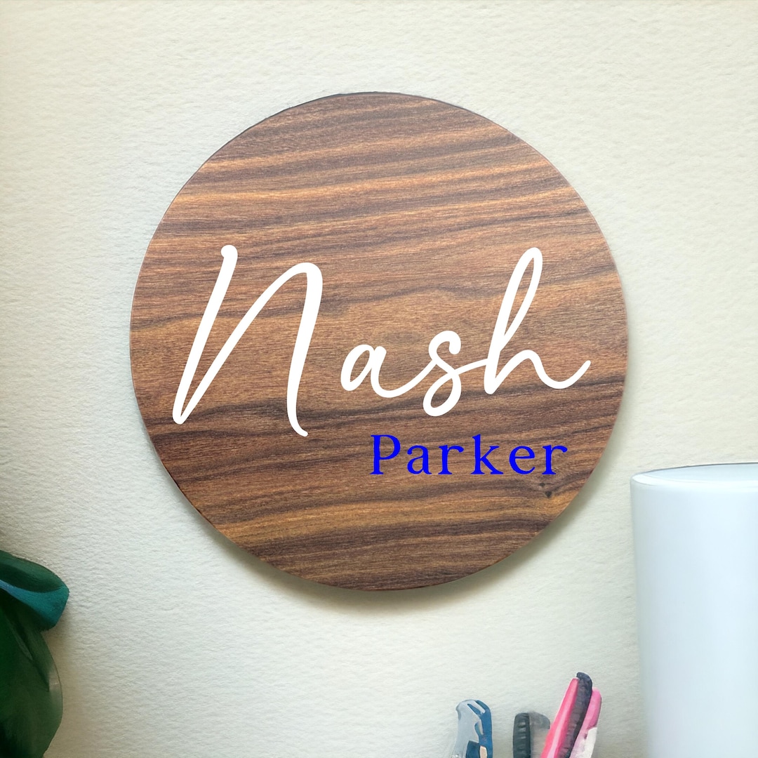 Baby Name Sign for Nursery, Nursery Name Sign, Personalize Round Plaque ...